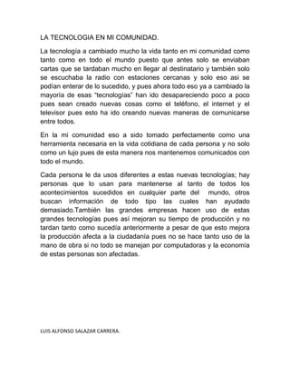 La tecnologia en mi comunidad | DOCX
