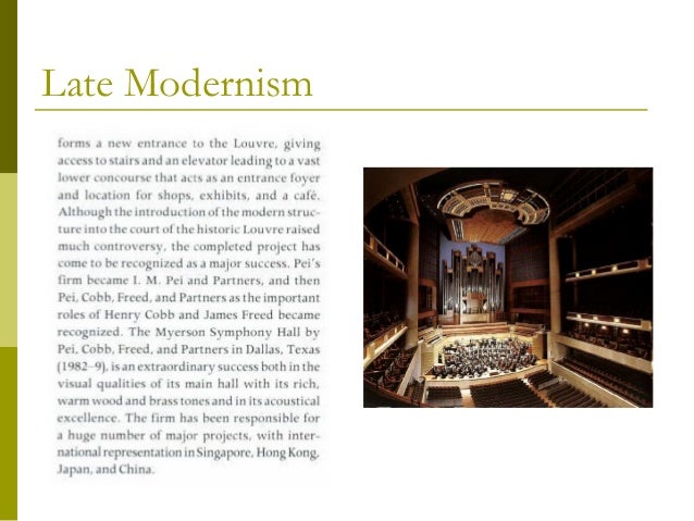 Late modern architecture and post modern architecture