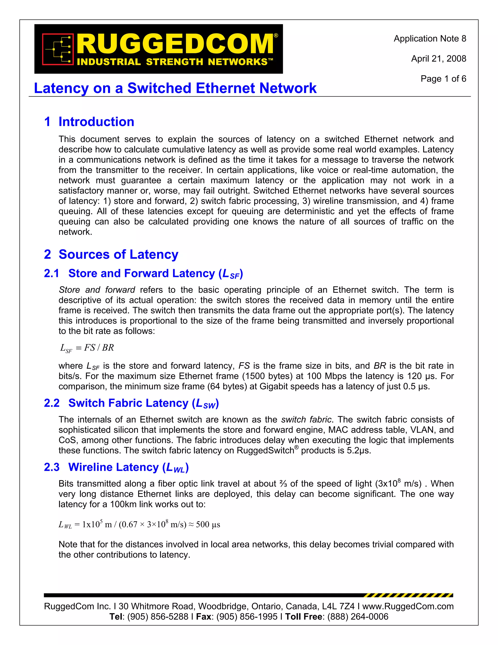 Latency on a_switched_ethernet_network | PDF | Computer Networking ...