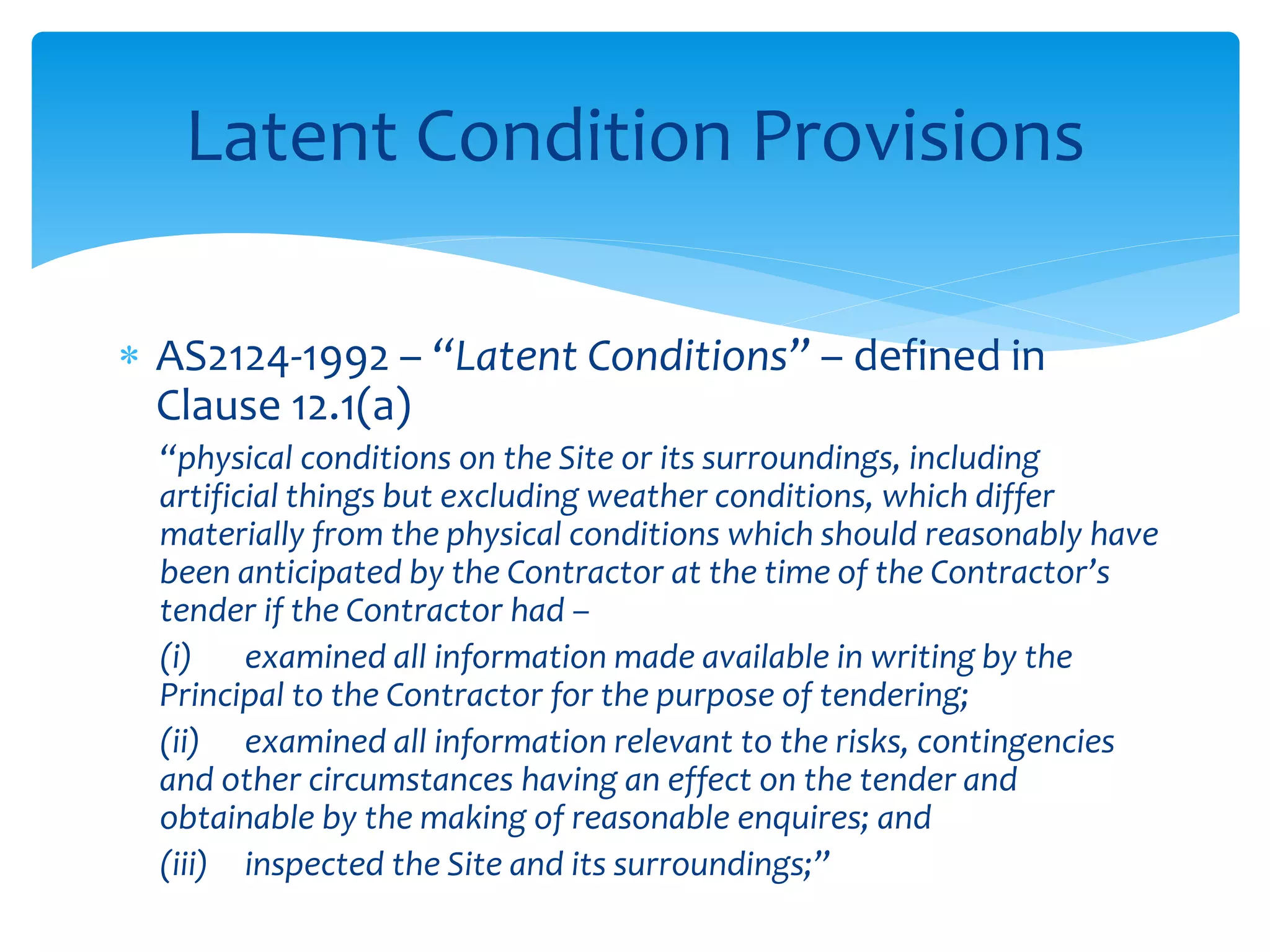 Latent conditions and the experienced contractor test | PPTX