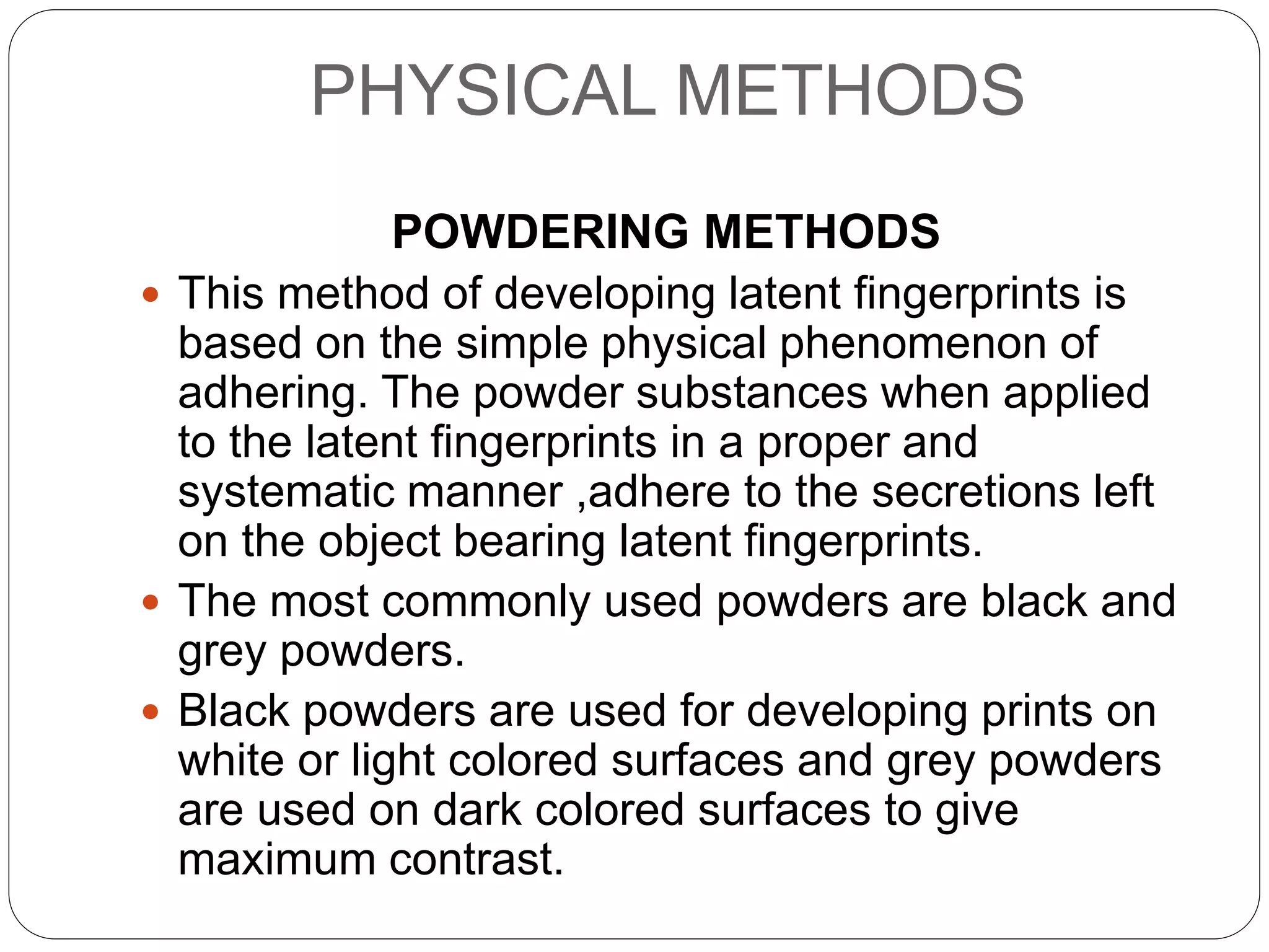 Latent fingerprint development | PPT