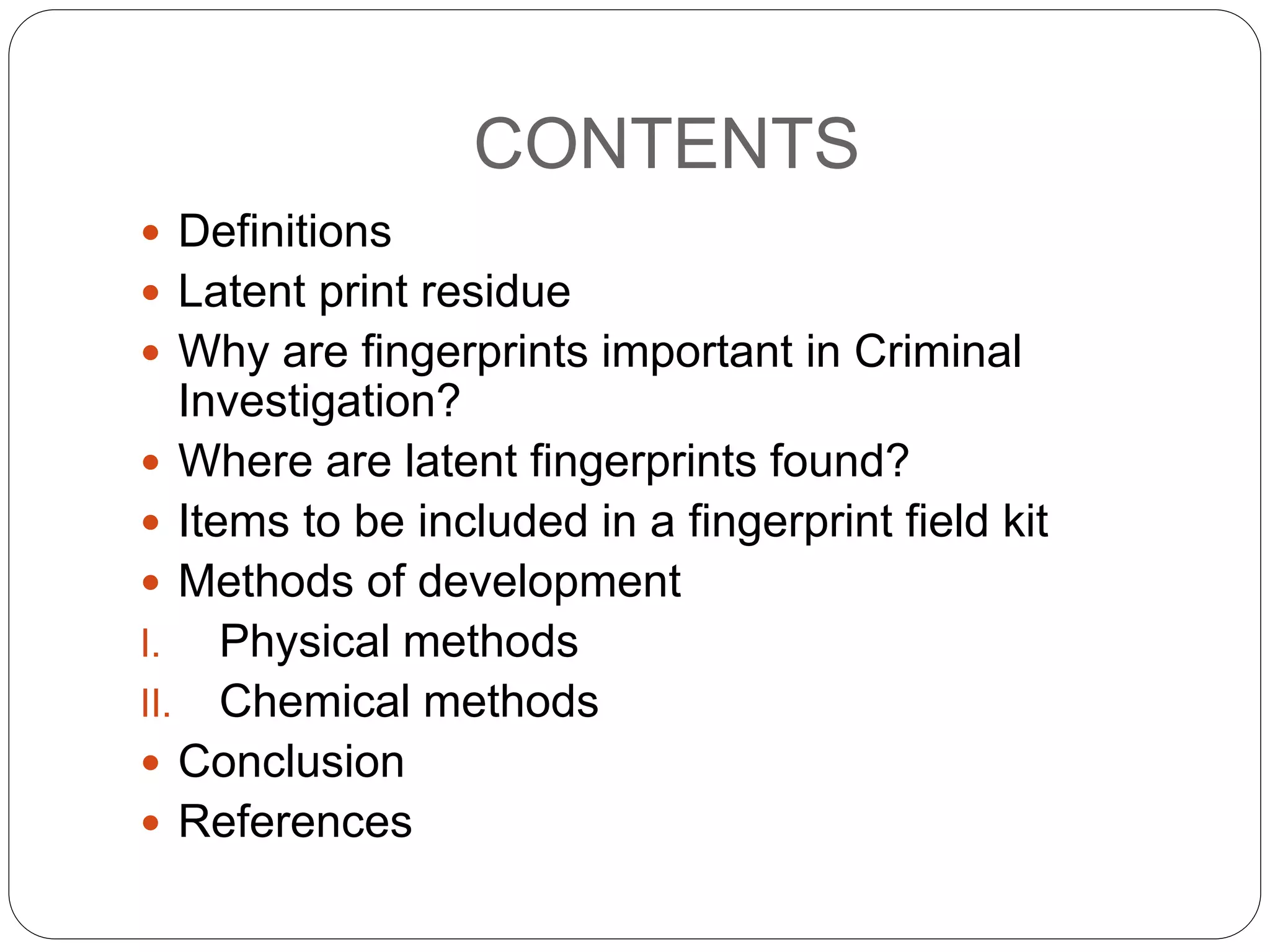 Latent fingerprint development | PPT