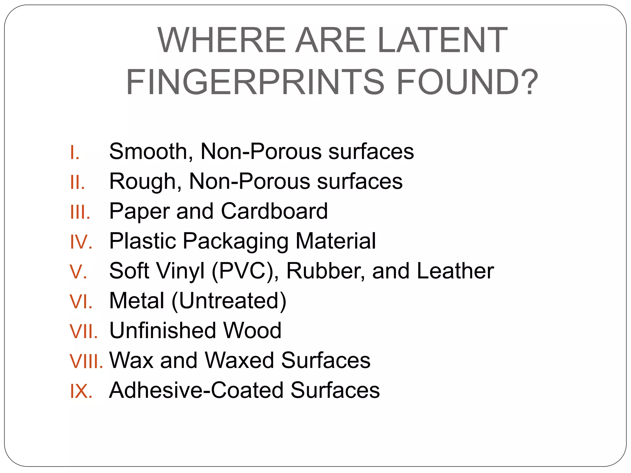 Latent fingerprint development | PPT