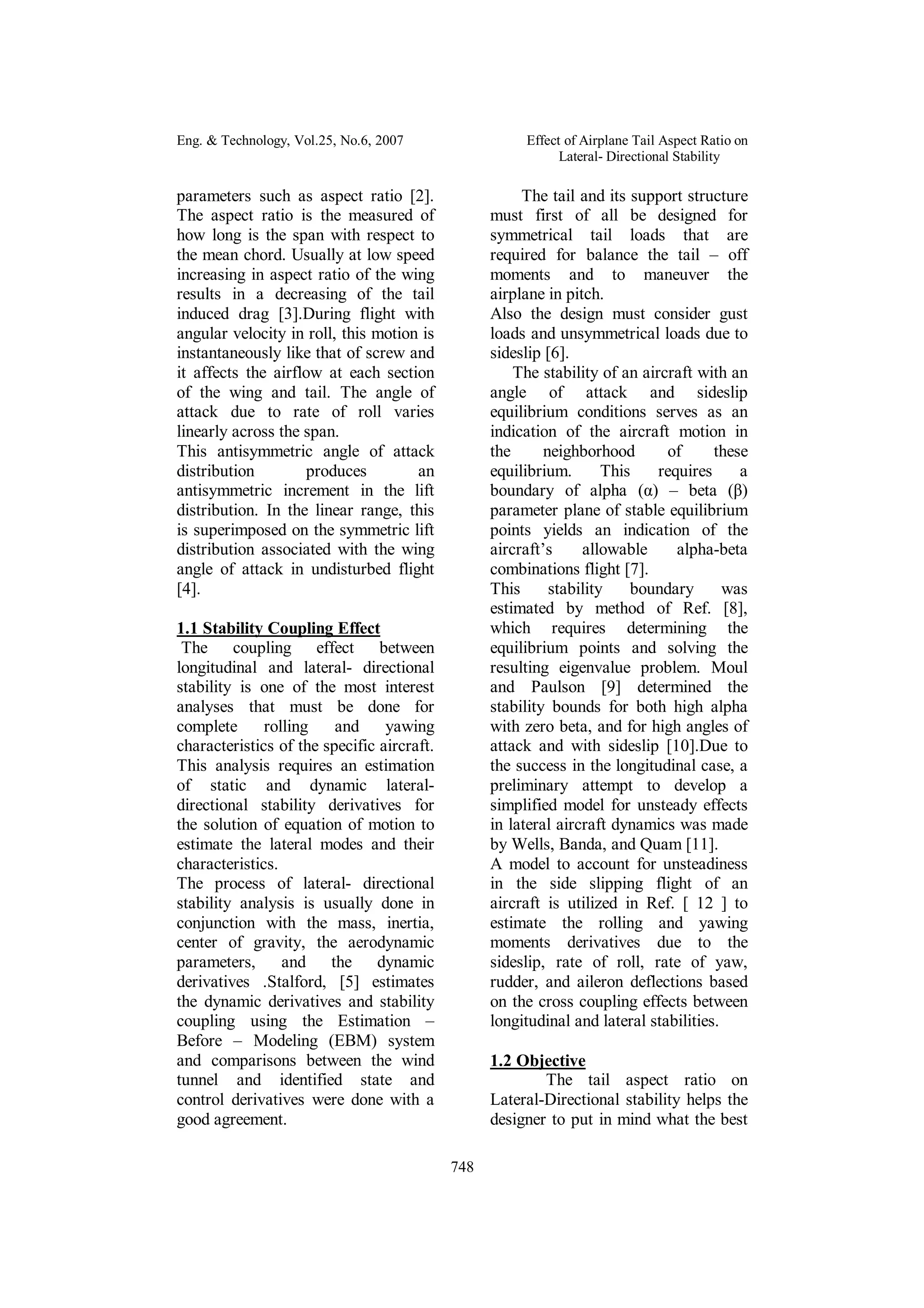Lateral directional stability effect horiz tail | PDF