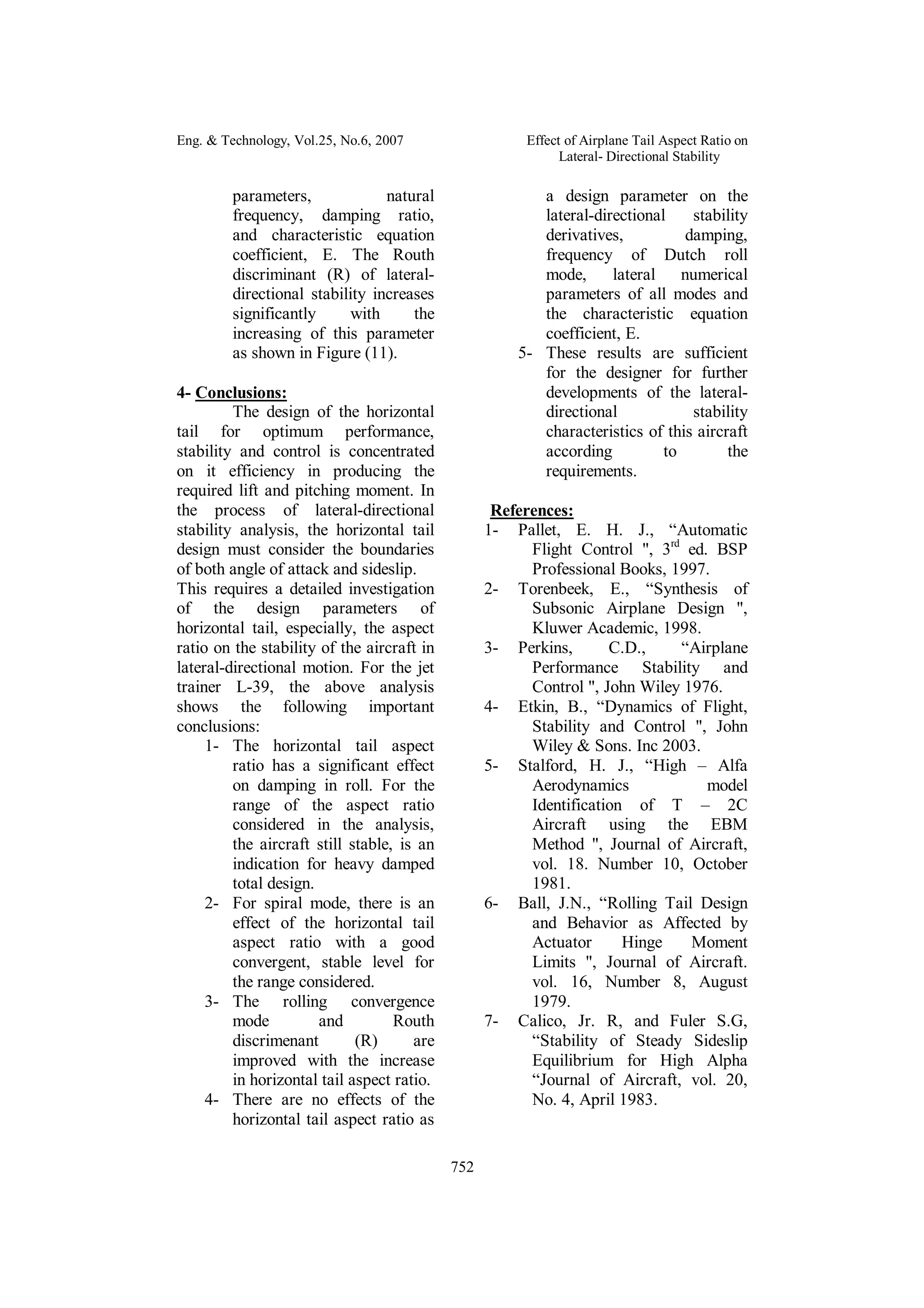 Lateral directional stability effect horiz tail | PDF