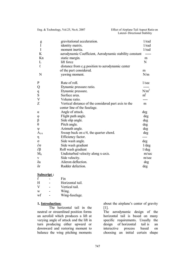 Lateral directional stability effect horiz tail | PDF
