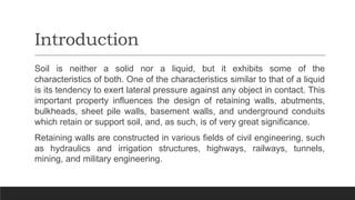 Lateral earth pressure Theories & Design of retaining.pptx