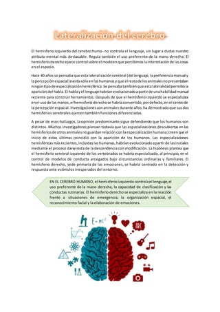 Lateralización del cerebro | DOCX