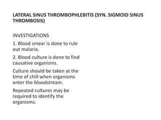 Complication of CSOM - Lateral Sinus Thrombosis | PPTX