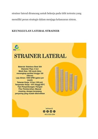LATERAL STRAINER | 0813–3535–3290LATERAL STRAINER | 0813–3535–3290 | PDF