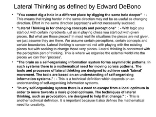 Lateral Thinking by Edward De bono | PPT