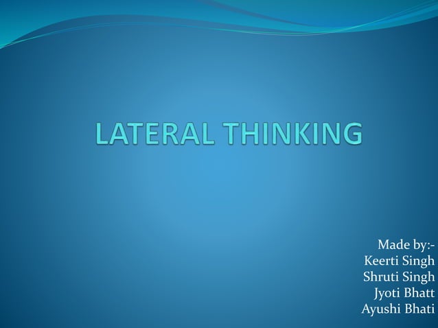 Lateral thinking | PPT