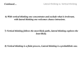 Lateral thinking by Edward de Bono | PPTX