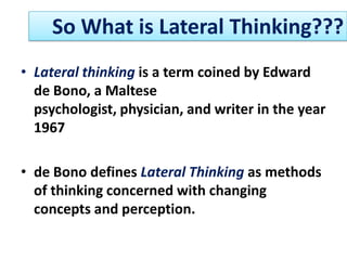 Lateral Thinking - Definition and Puzzles | PPTX