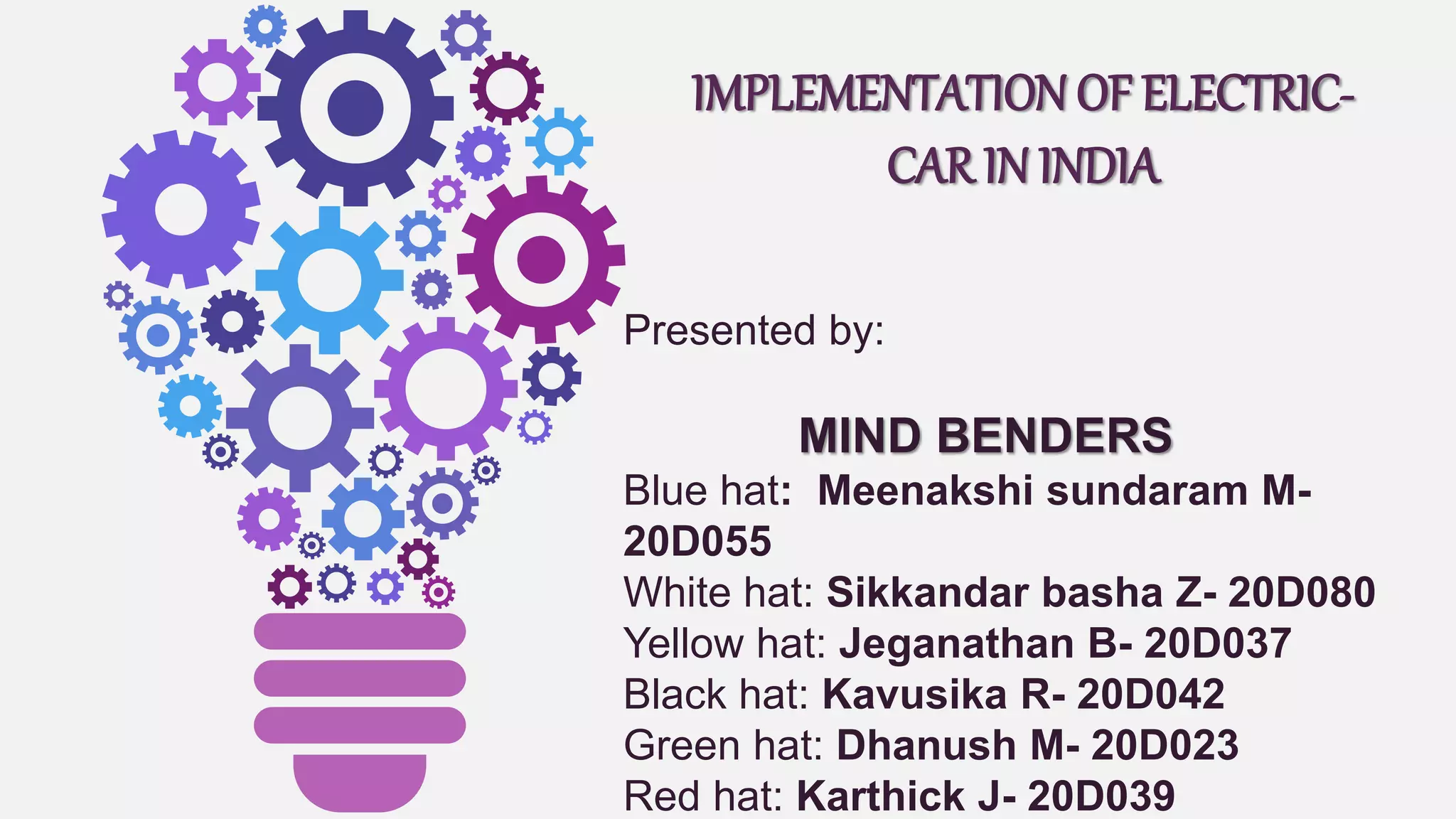 implementation of electric car in india by using six thinking hats | PPT