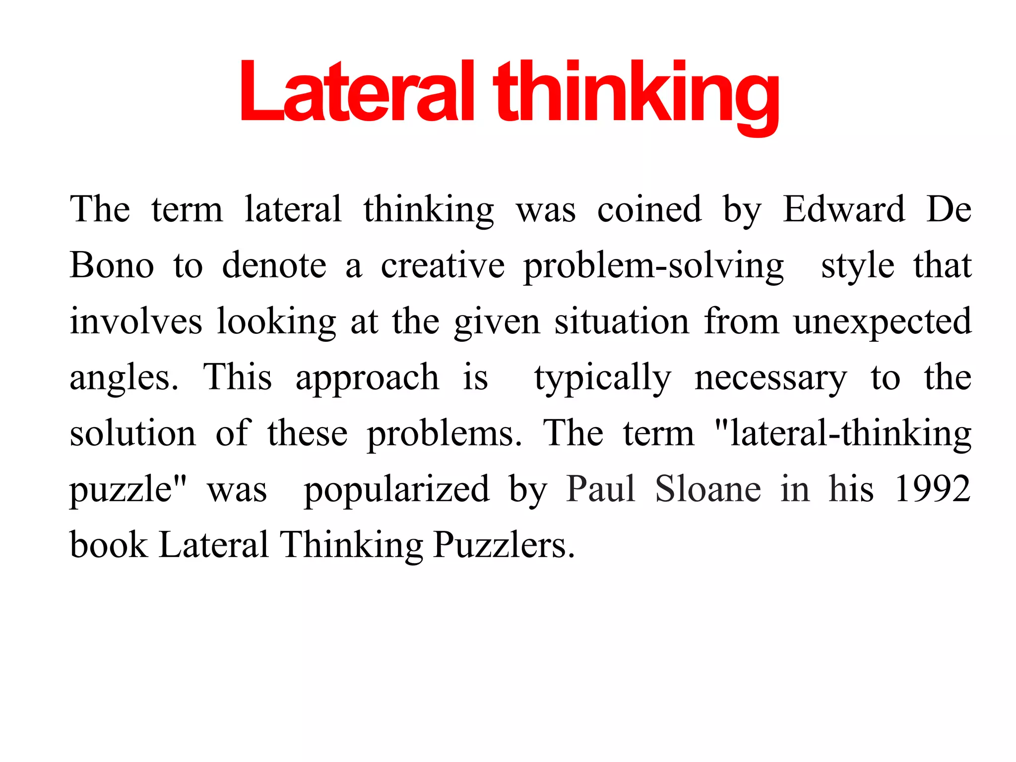 Lateral thinking puzzles | PPTX