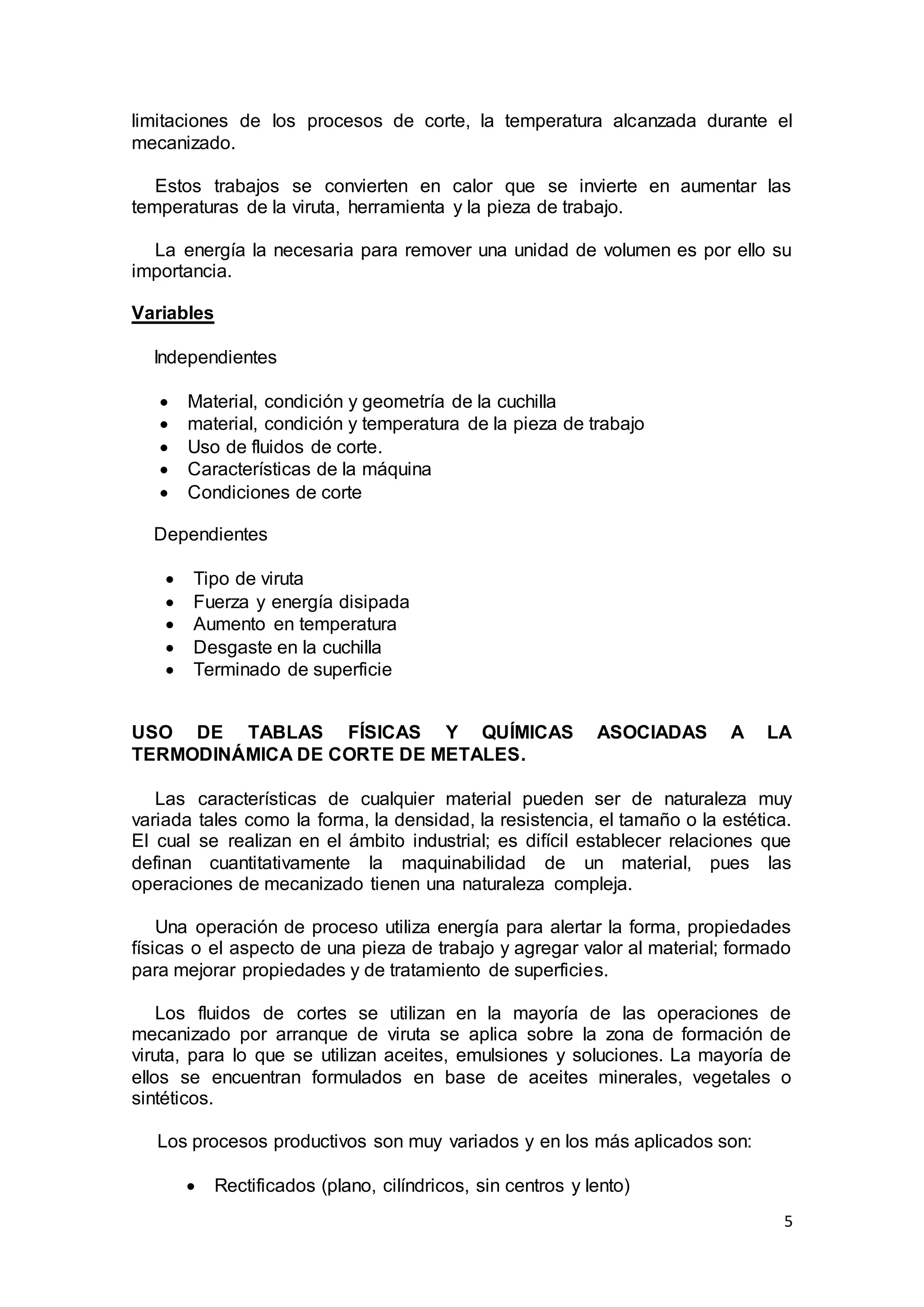 LA TERMODINÁMICA EN EL CORTE DE LOS METALES | DOCX