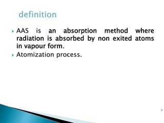 Atomic absorption spectroscopy | PPT | Chemistry | Science