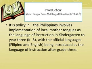 MOTHER TONGUE by Group 11 BSEd SSt. | PPTX