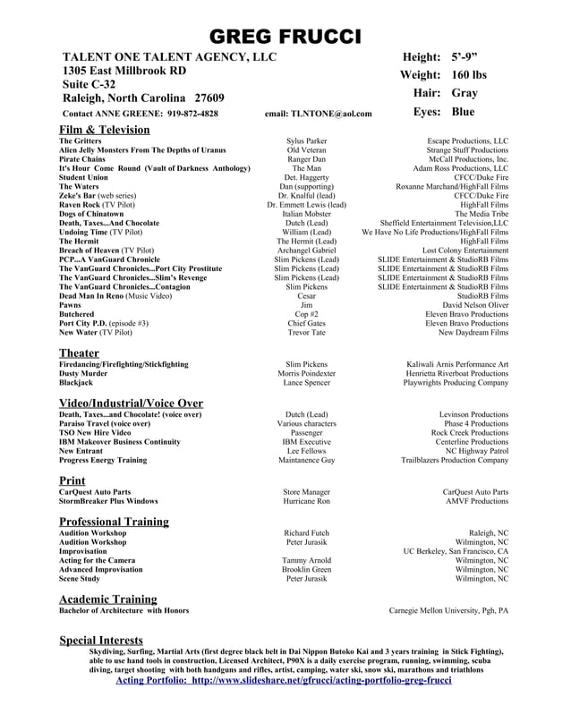 Latest acting resume | PDF
