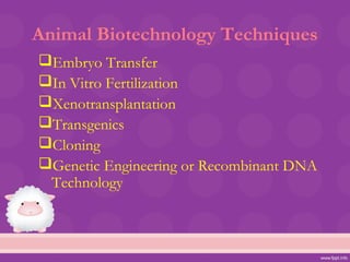 Latest advances in animal biotechnology and its current status in ...