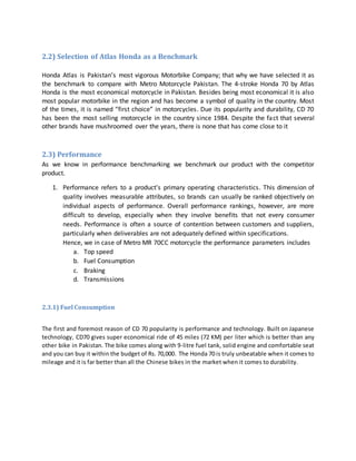 Benchmarking (Atlas Honda vs Metro Motorcycles Pakistan) | PDF