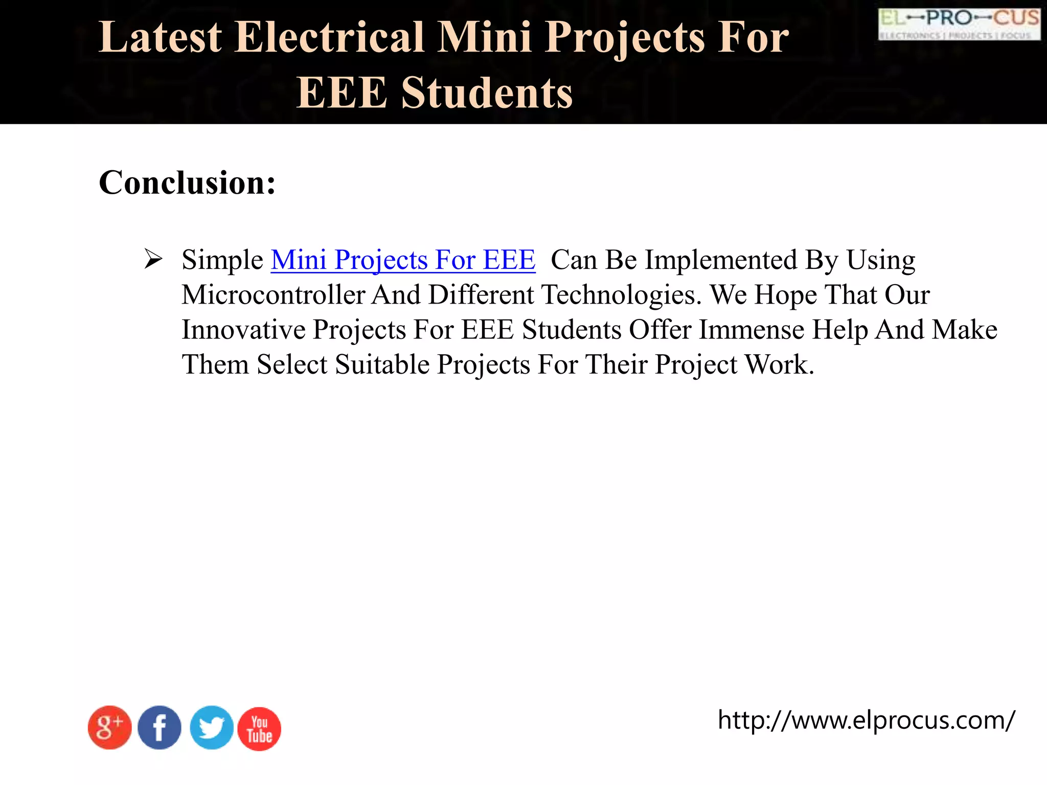 Latest Electrical Mini Projects For EEE Students | PPTX