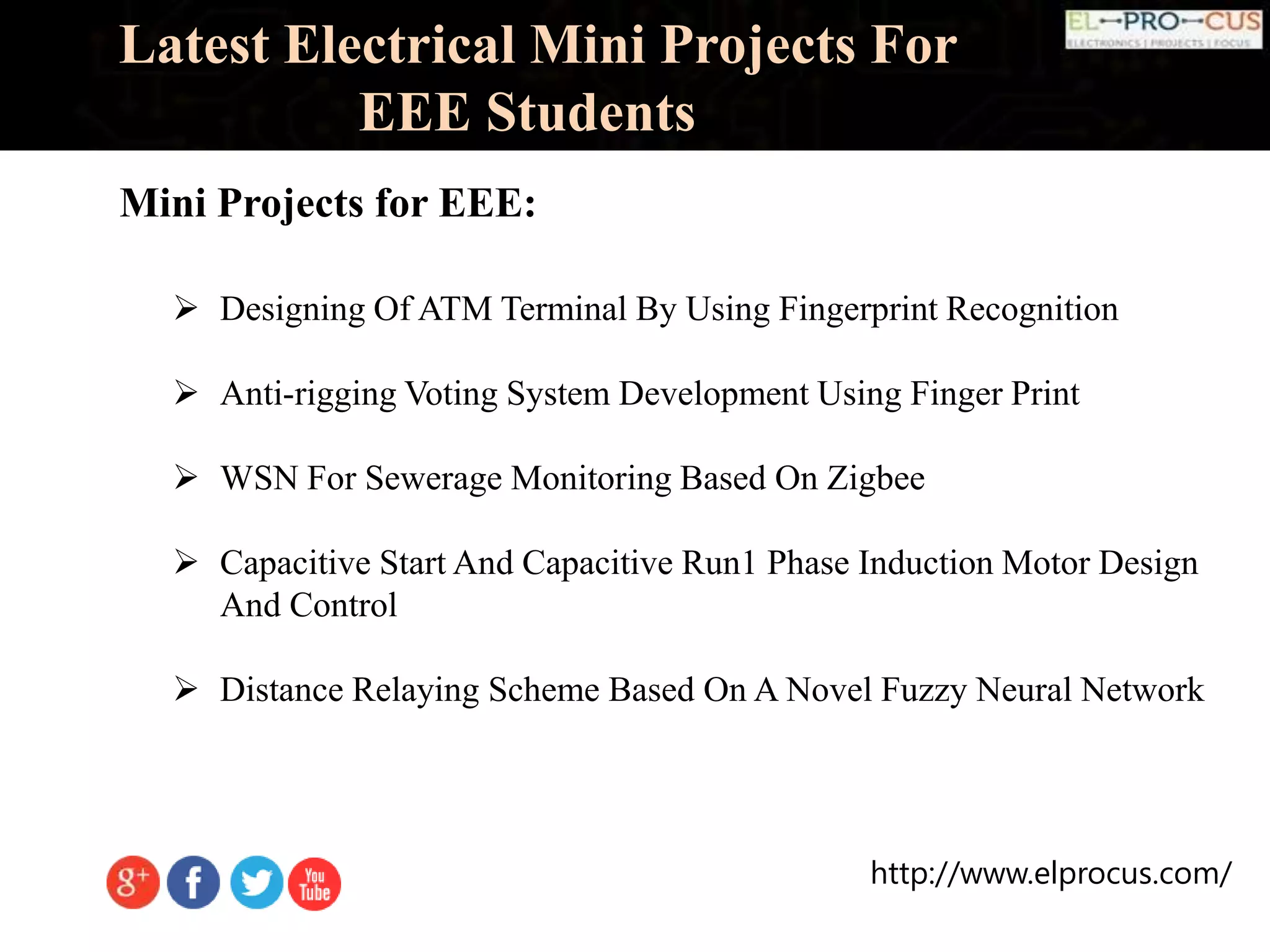 Latest Electrical Mini Projects For EEE Students | PPTX