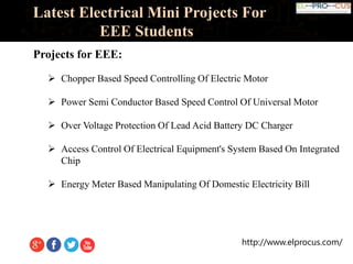 Latest Electrical Mini Projects For EEE Students | PPTX
