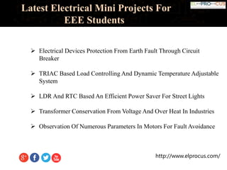 Latest Electrical Mini Projects For EEE Students | PPTX
