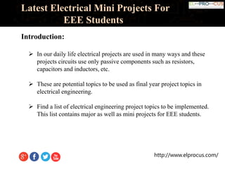 Latest Electrical Mini Projects For EEE Students | PPTX