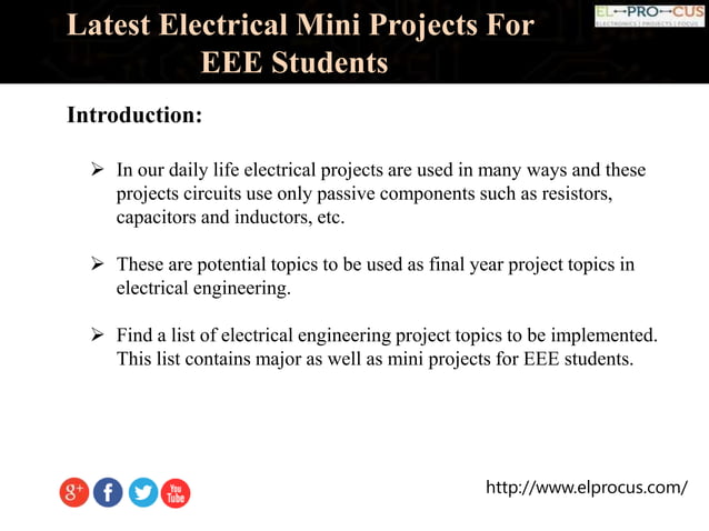 Latest Electrical Mini Projects For EEE Students | PPTX