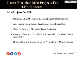 Latest Electrical Mini Projects For EEE Students