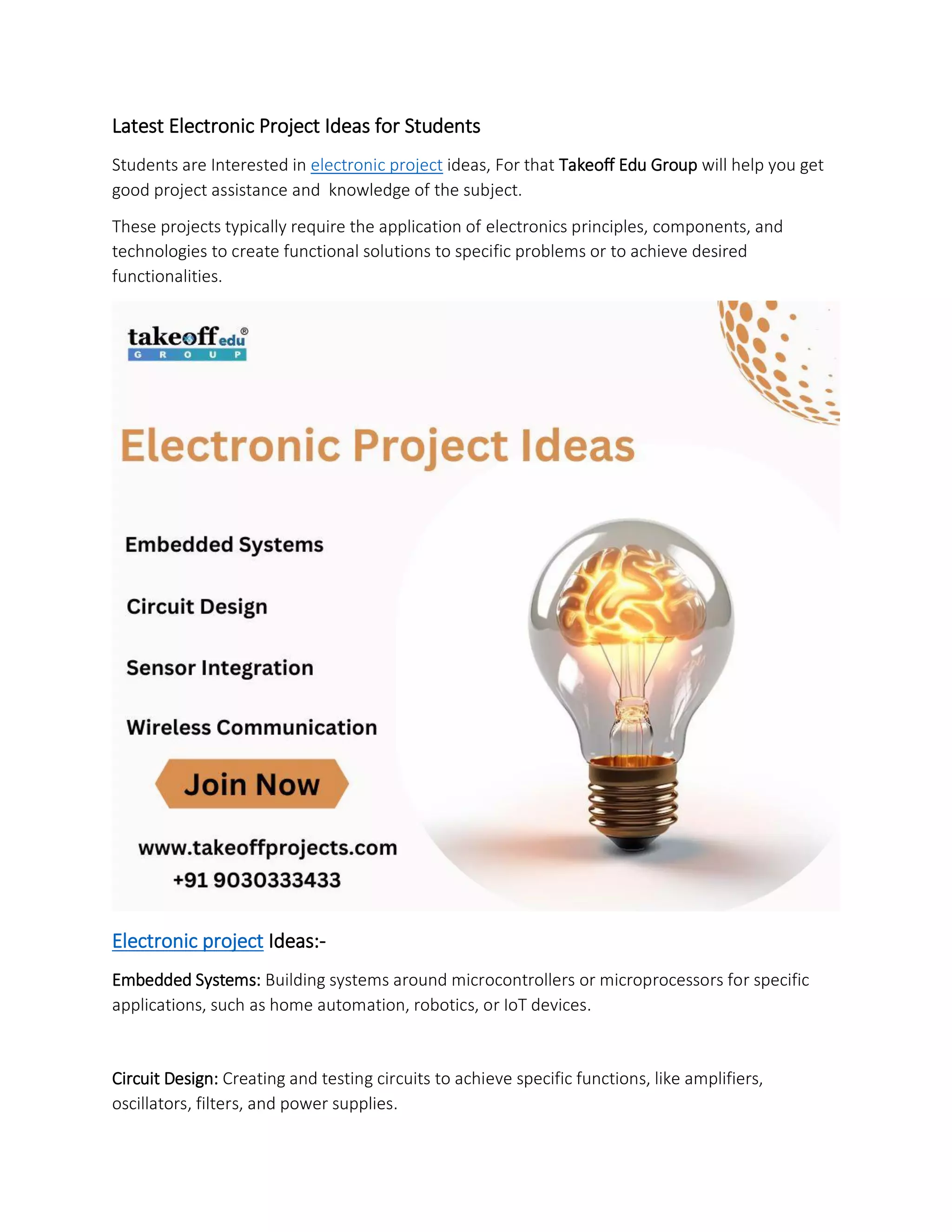 Latest Electronic Project Ideas for Students.pdf | Technology & Computing