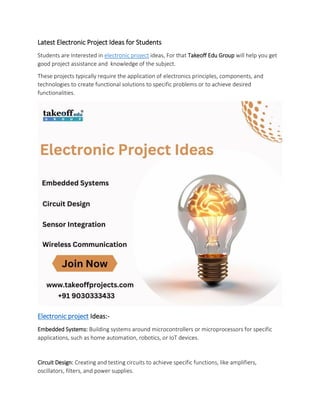 Latest Electronic Project Ideas for Students.pdf | Technology & Computing