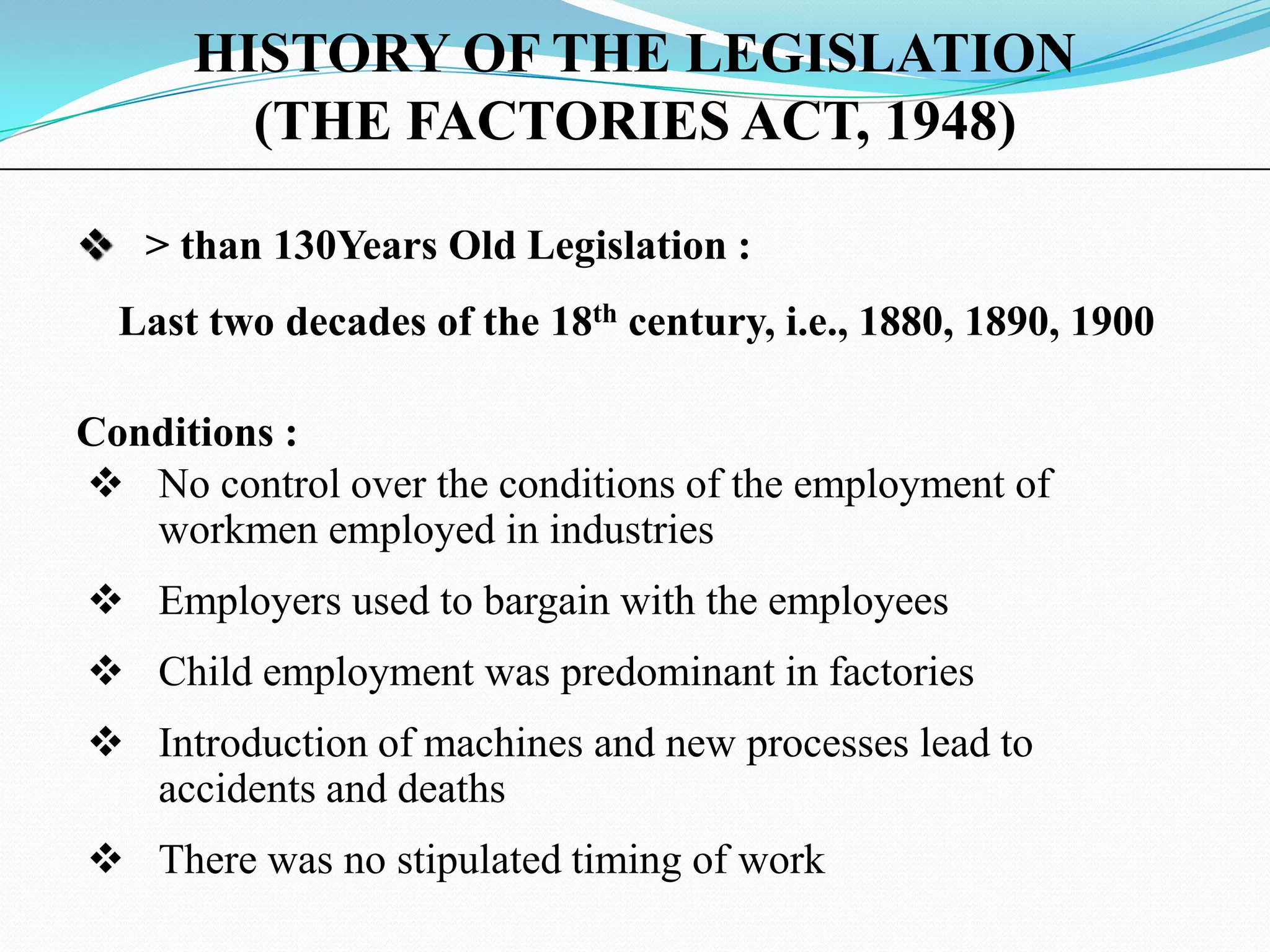 factories act 1948 | PPTX