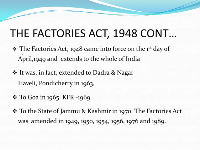 factories act 1948 | PPTX | Business | Business and Finance