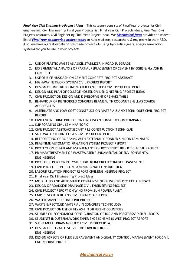 Latest Final year civil engineering project Ideas- Mechanical Farm