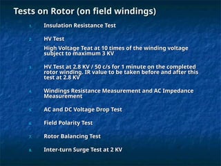 Various Tests performed in the Generators | PPT
