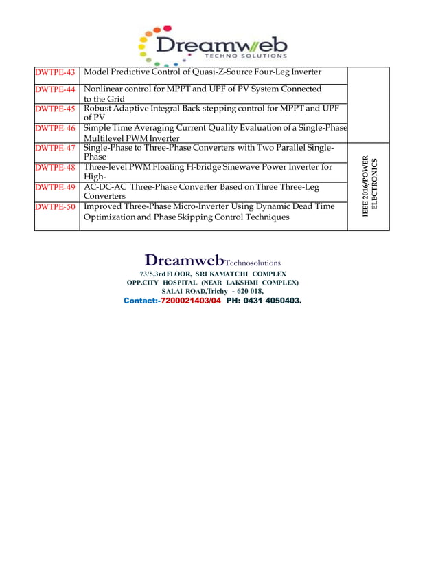 Latest ieee 2016 projects titles in power electronics @ trichy (2) | PDF
