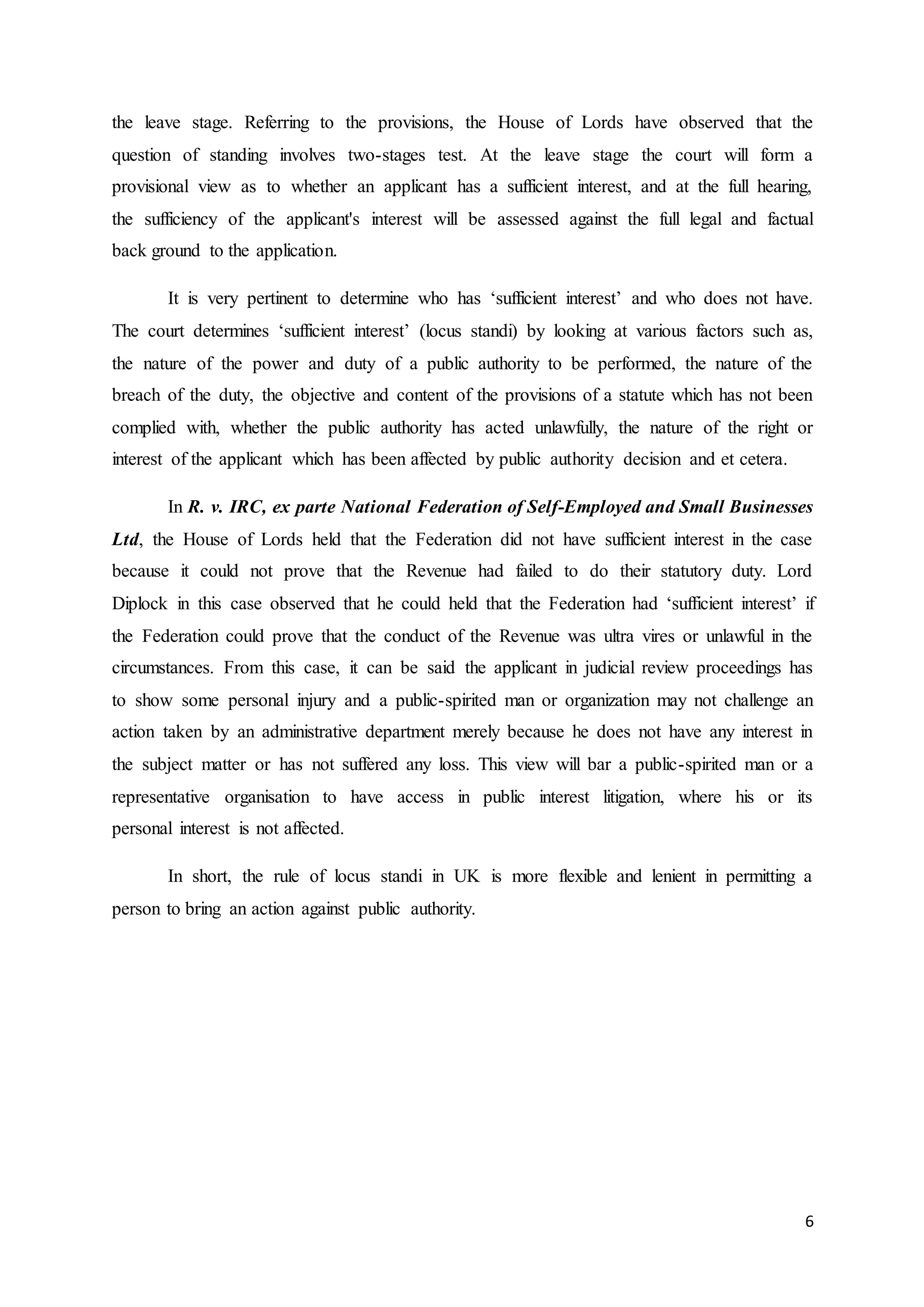 POSITION OF LOCUS STANDI IN MALAYSIA AND UNITED KINGDOM | DOCX