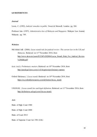 POSITION OF LOCUS STANDI IN MALAYSIA AND UNITED KINGDOM | DOCX