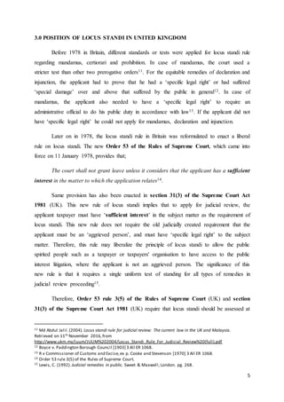 POSITION OF LOCUS STANDI IN MALAYSIA AND UNITED KINGDOM | DOCX