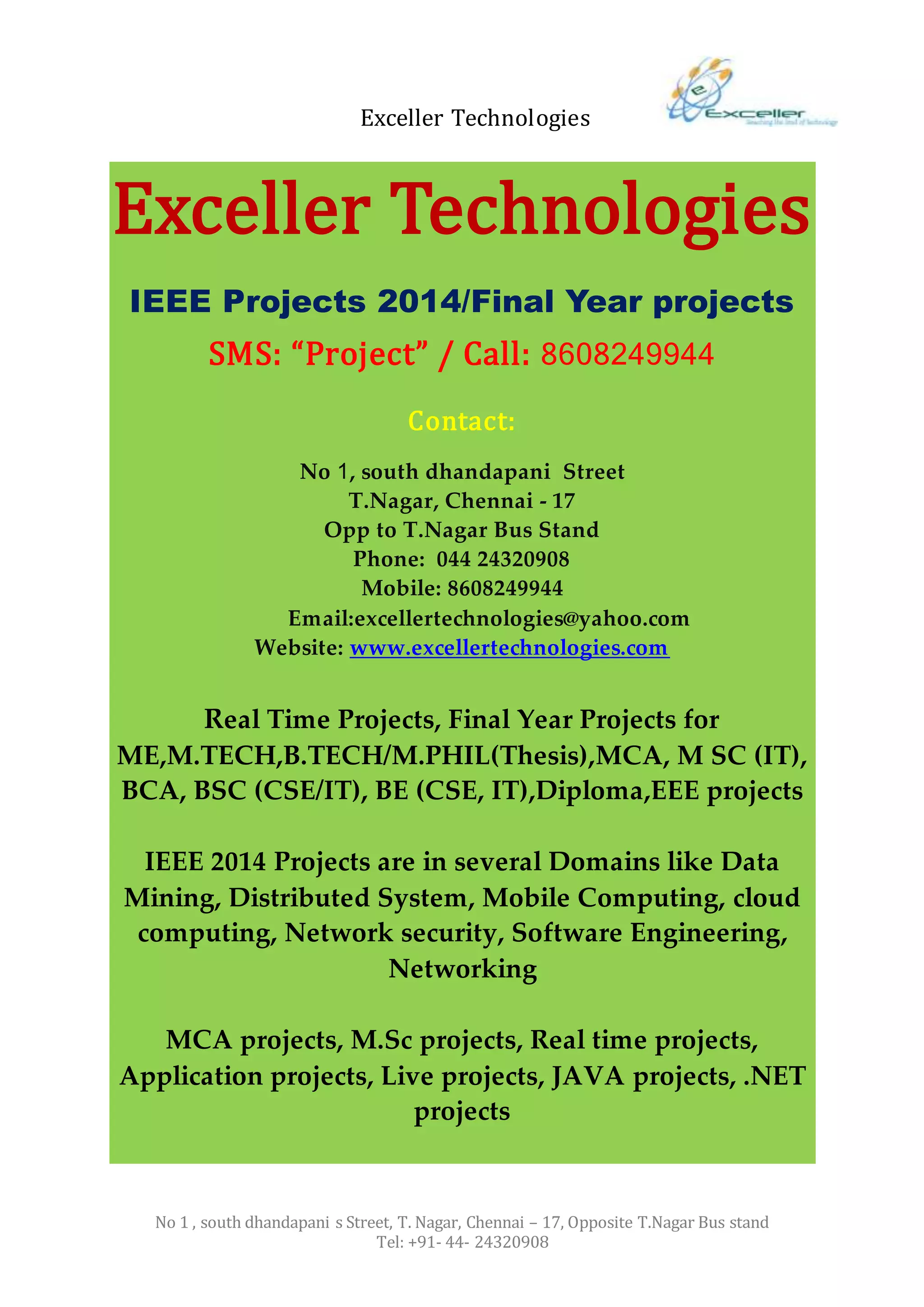 Final Year IEEE 2014 CSE projects Tite's list | PDF
