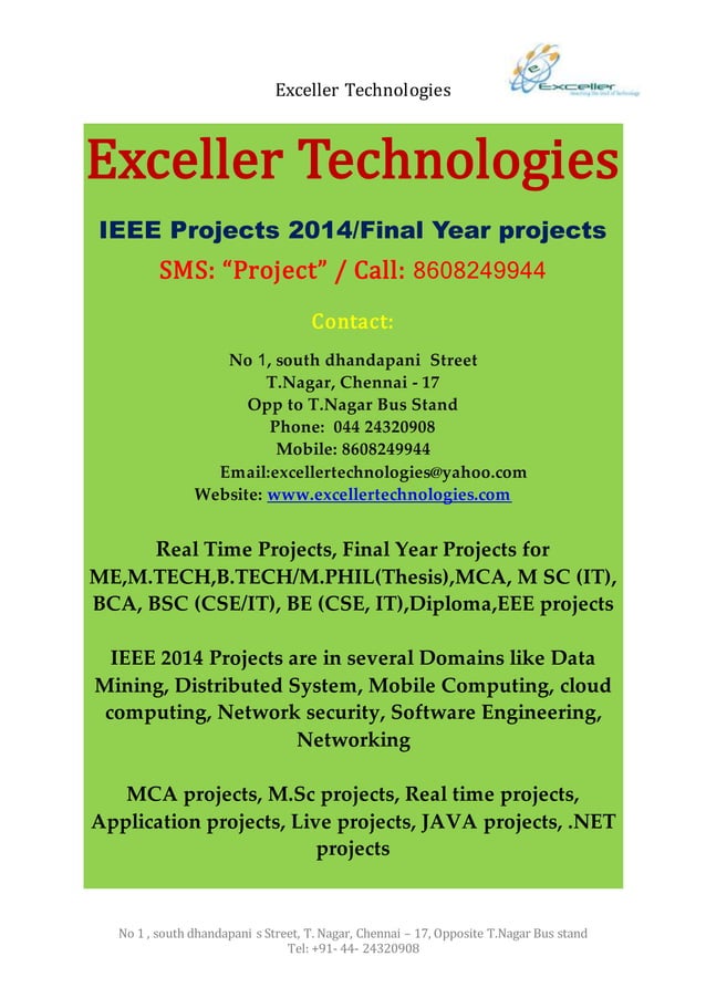 Final Year IEEE 2014 CSE projects Tite's list | PDF