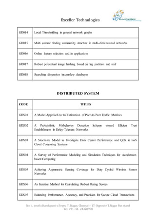Final Year IEEE 2014 CSE projects Tite's list | PDF