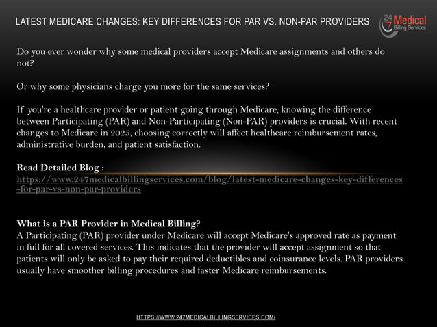 Latest Medicare Changes- Key Differences for PAR vs. Non-PAR Providers.pptx