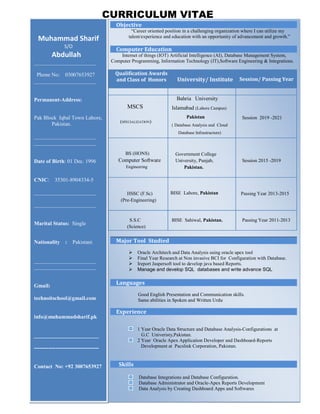 MUHAMMAD-SHARIF-CV-DATABASE INTEGRATIONS-ANALYSIS | PDF