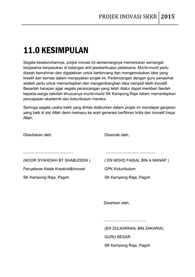 contoh paperwork inovasi skkr 2015 | DOC
