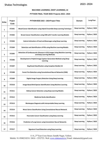 Latest Python IEEE Project Titles 2023-2024 | DOCX